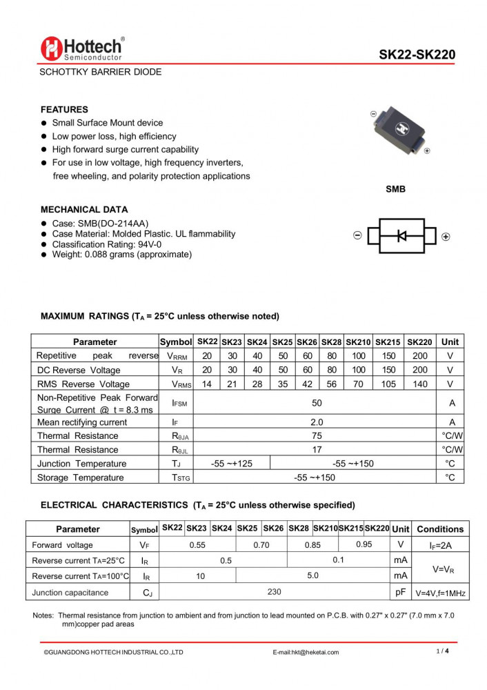SK24 datasheet page 1