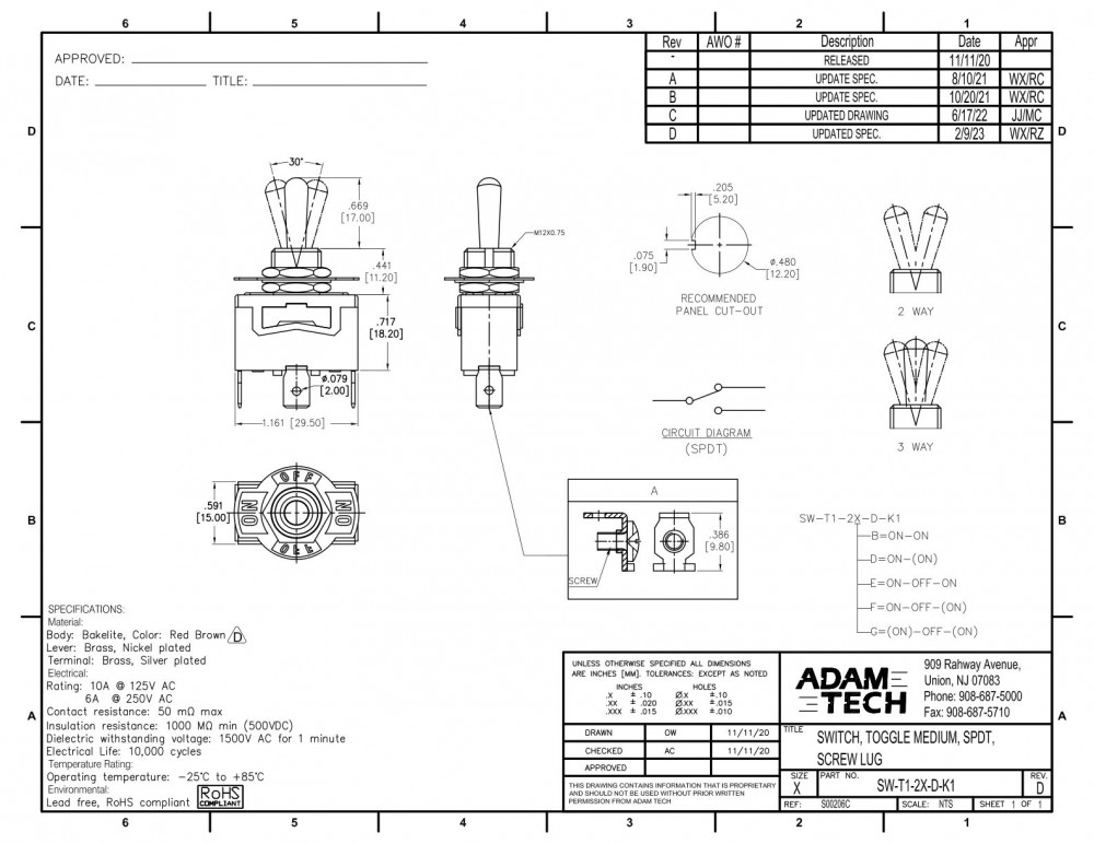 Technical document image associated with ADAM TECH SW-T1-2X-D-K1