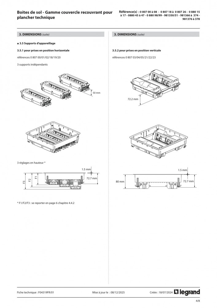 Legrand floor-box technical document, page 4