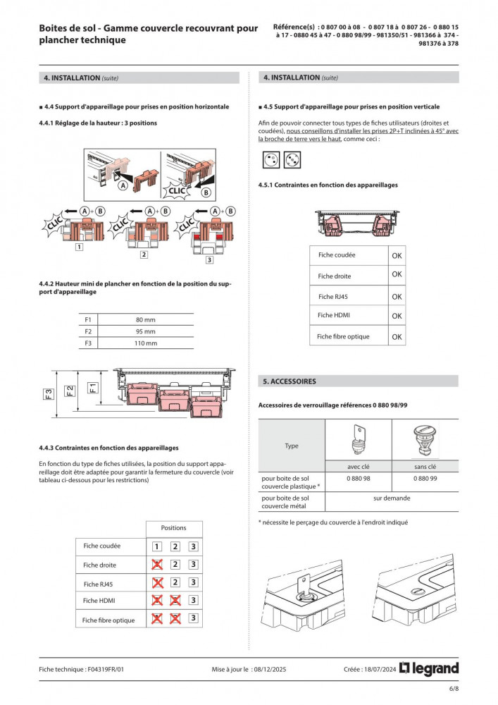 Legrand floor-box technical document, page 6