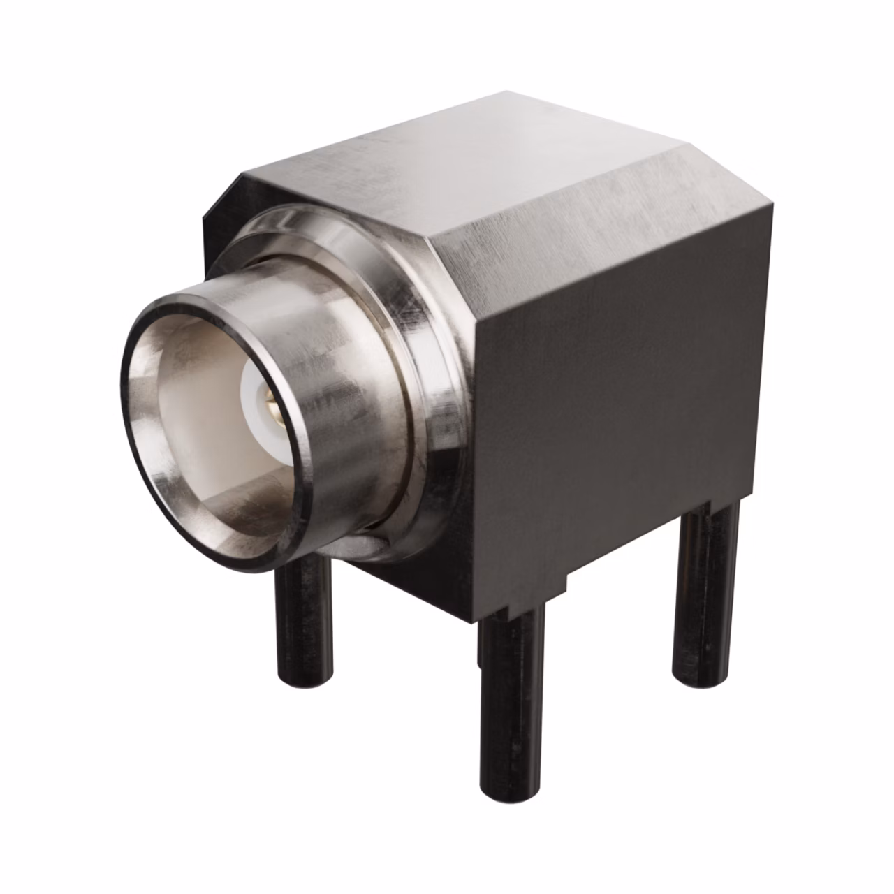 MCX Jack, Right-Angle, PCB Receptacle, Through Hole, Die Cast Housing with Brass Insert, Nickel (Ni) Plated Outer Contact, Tin (Sn) Plated Housing, 20 Pieces Per Tray, 50 Ohms for sale