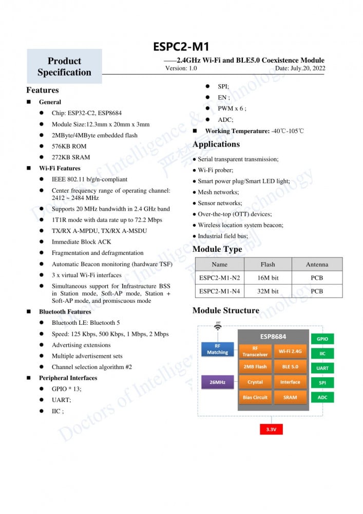 ESPC2-M1-N2 datasheet page 1