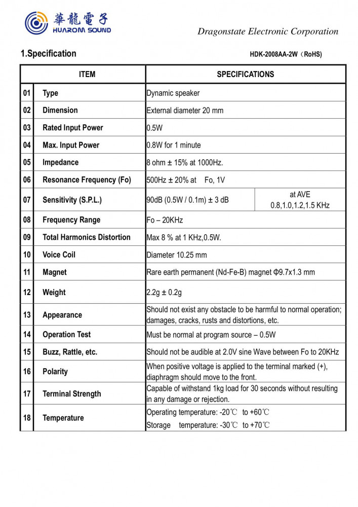 HDK-2008AA-2W specification page 2