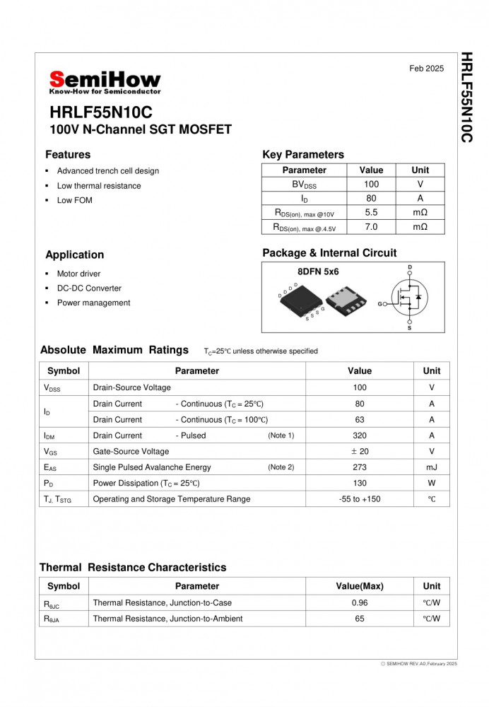 HRLF55N10C datasheet page 1