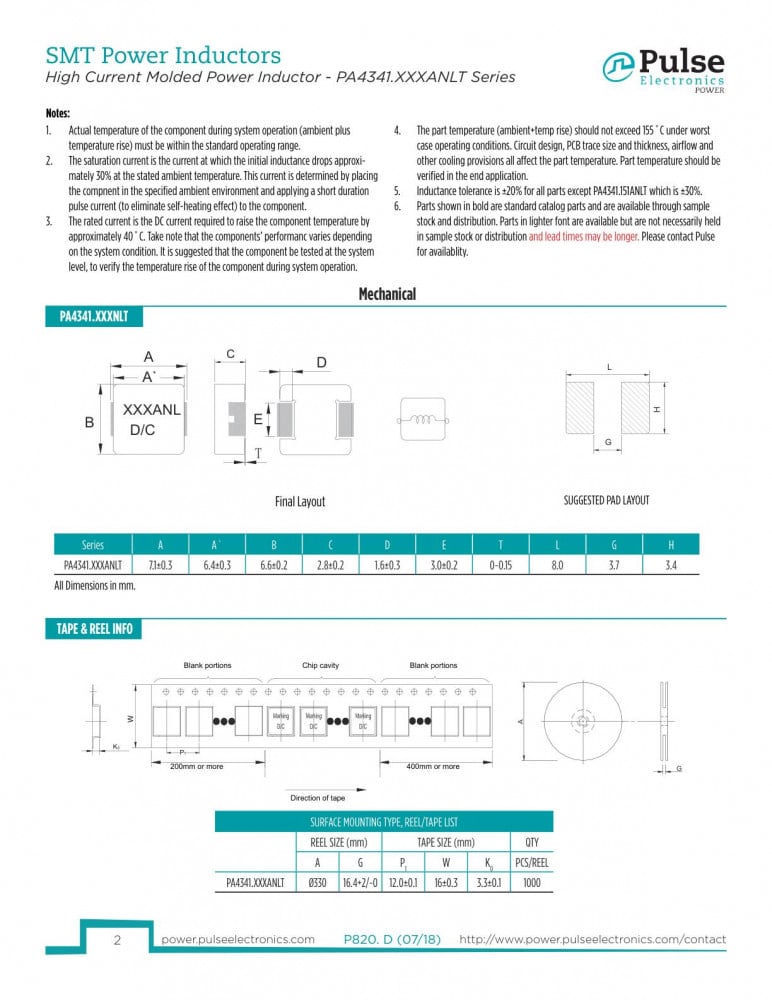 PA4341 series datasheet page 2