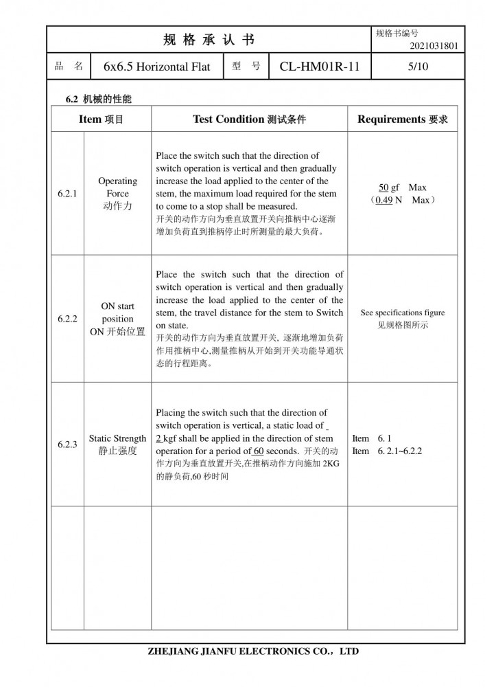 CL-HM01R-11-R specification page 6