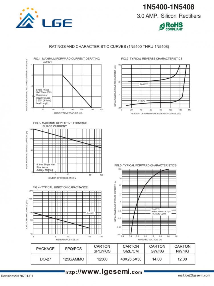LGE 1N5404 datasheet page 2