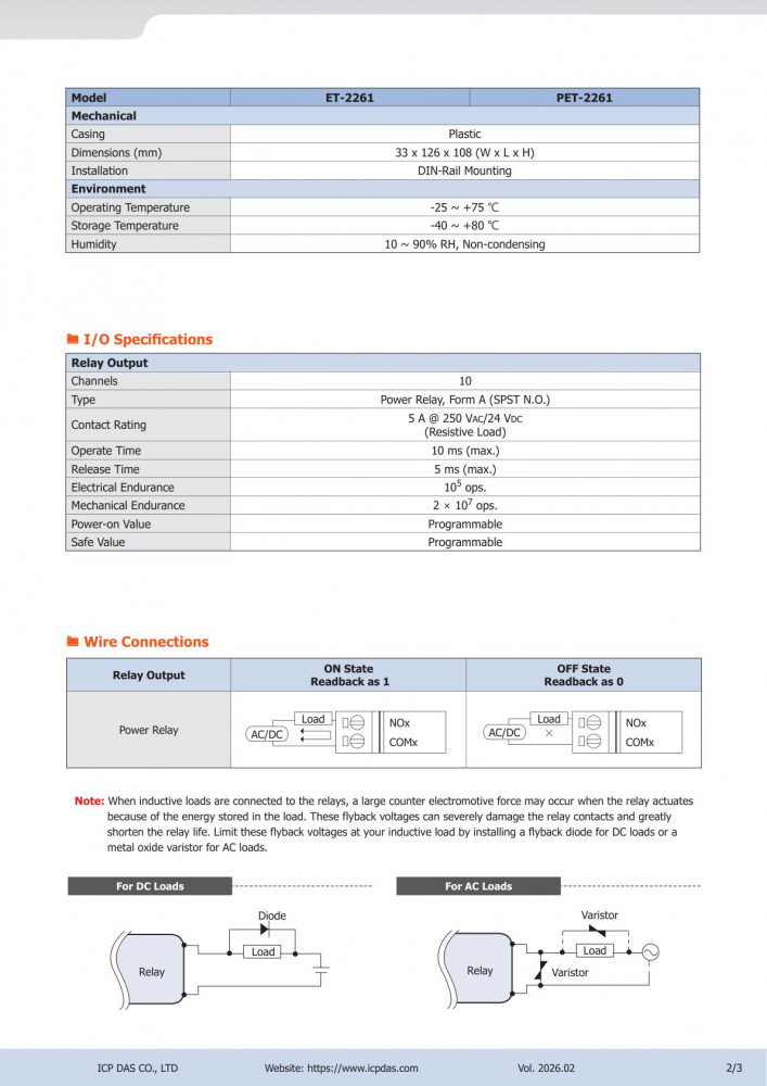 ET-2261 technical document page 2