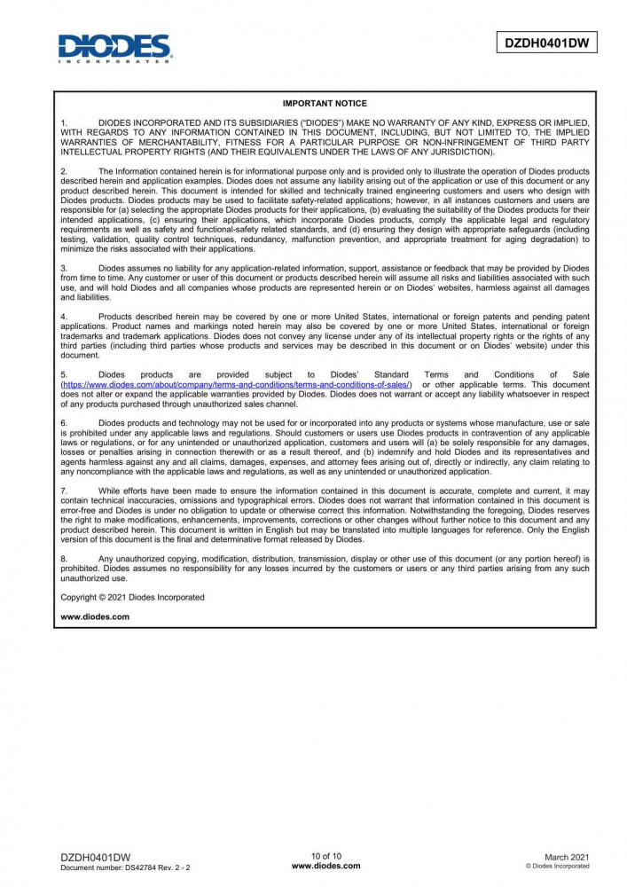 DZDH0401DW-7 datasheet page 10