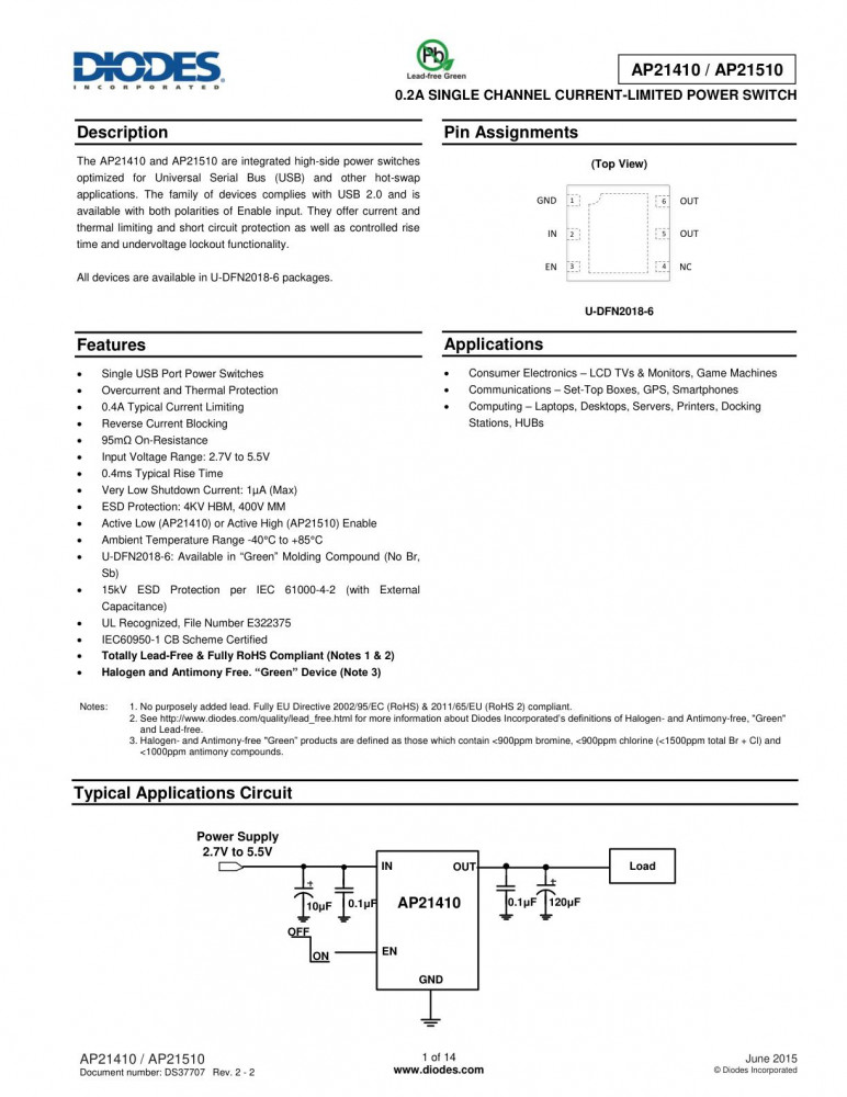 AP21510FM-7 datasheet page 1