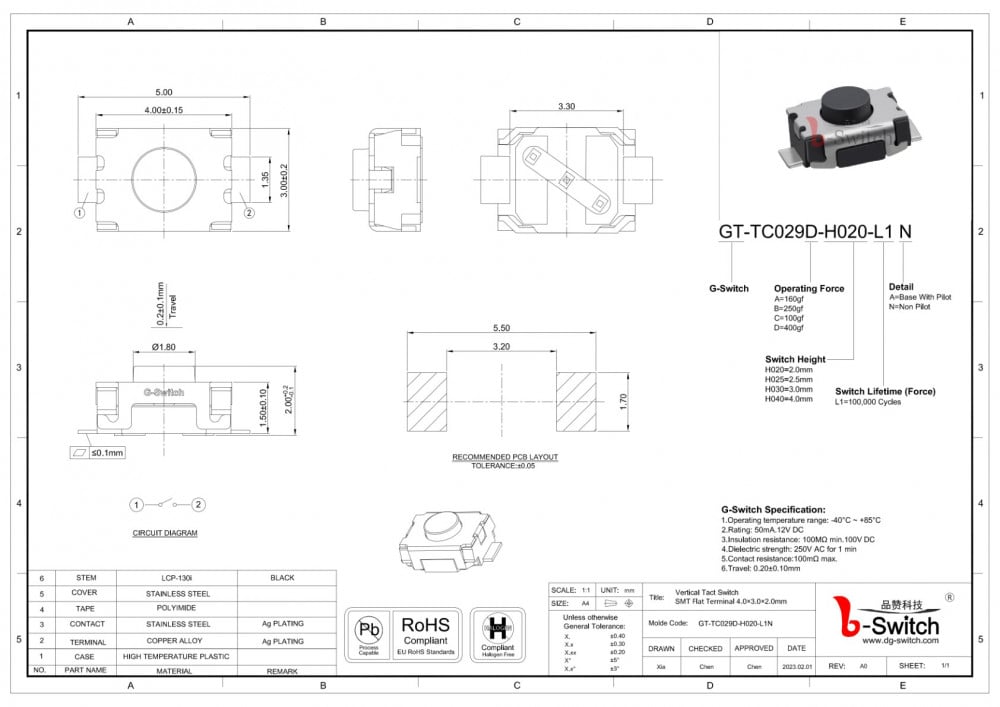 GT-TC029D-H020-L1N technical document page