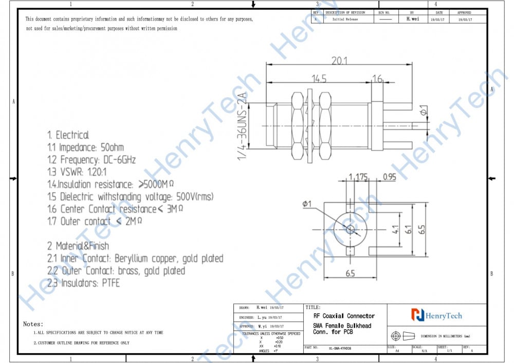 HL-SMA-KYHDC6 technical document page