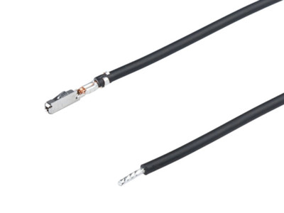 Pre-Crimped Lead MOX Female-to-Pigtail, Gold (Au) Plating, 450.00mm Length, 20 AWG, Black