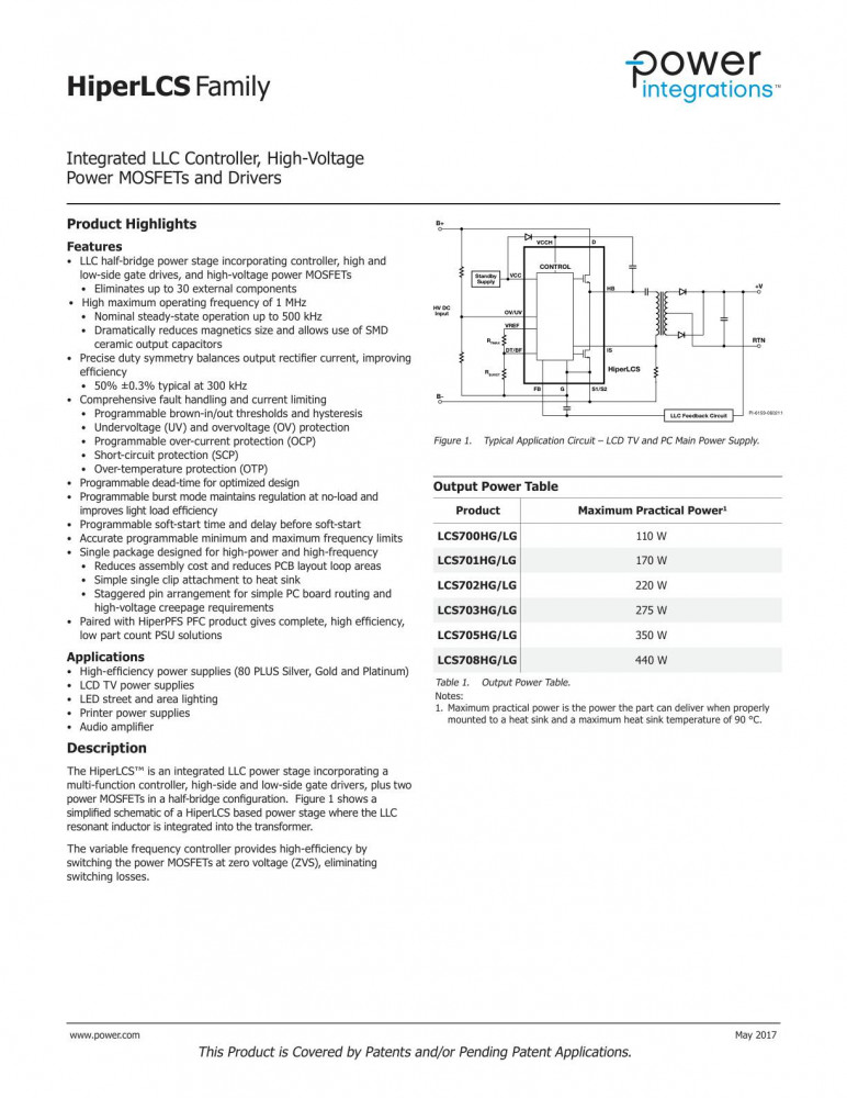 LCS700HG datasheet page 1