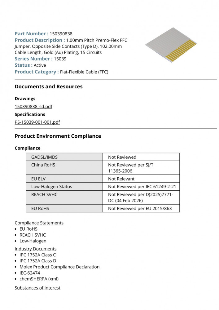 FFC family specification document page 1
