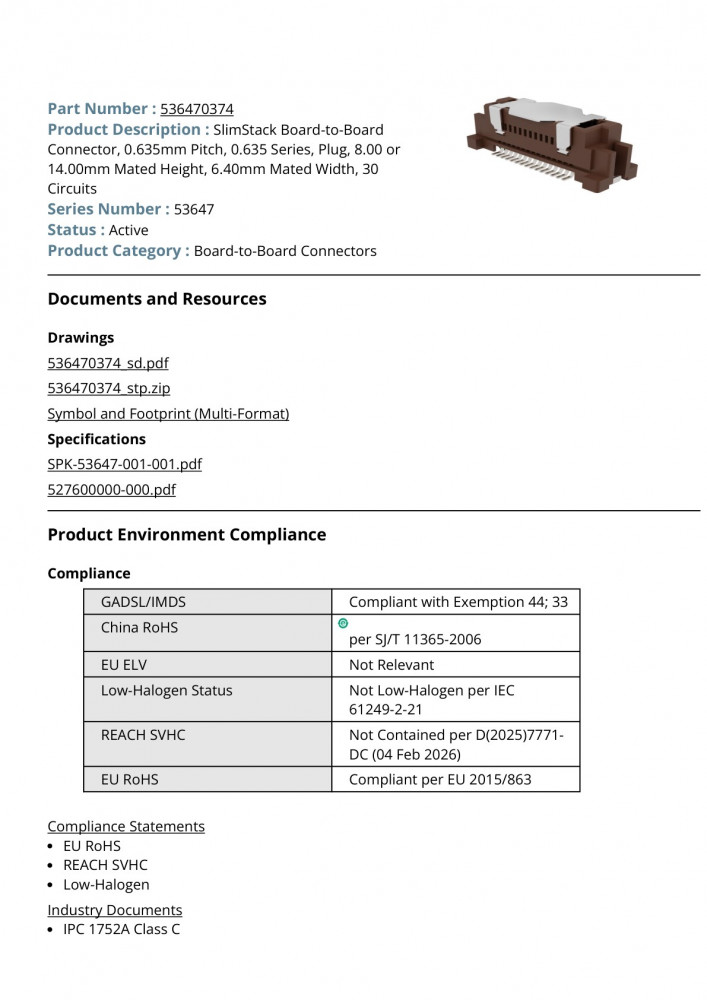 MOLEX 536470374 product document image 1