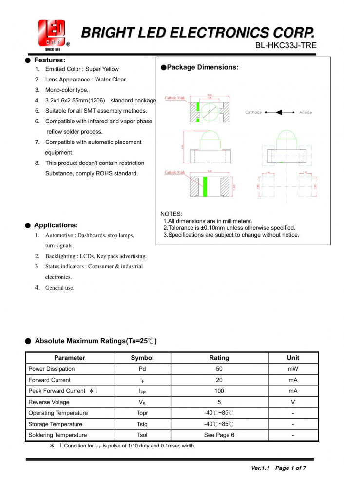 BL-HKC33J-TRE datasheet page 2