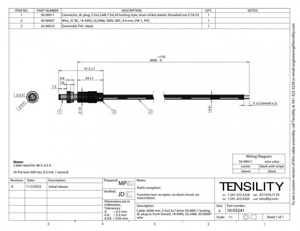 Tensility International 10-05241 product drawing