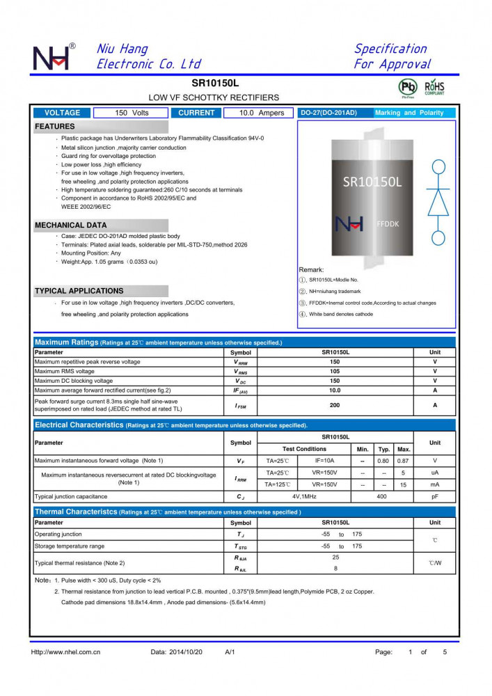 SR10150L datasheet page 1