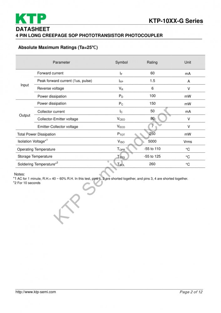 KTP-1019 datasheet page 2