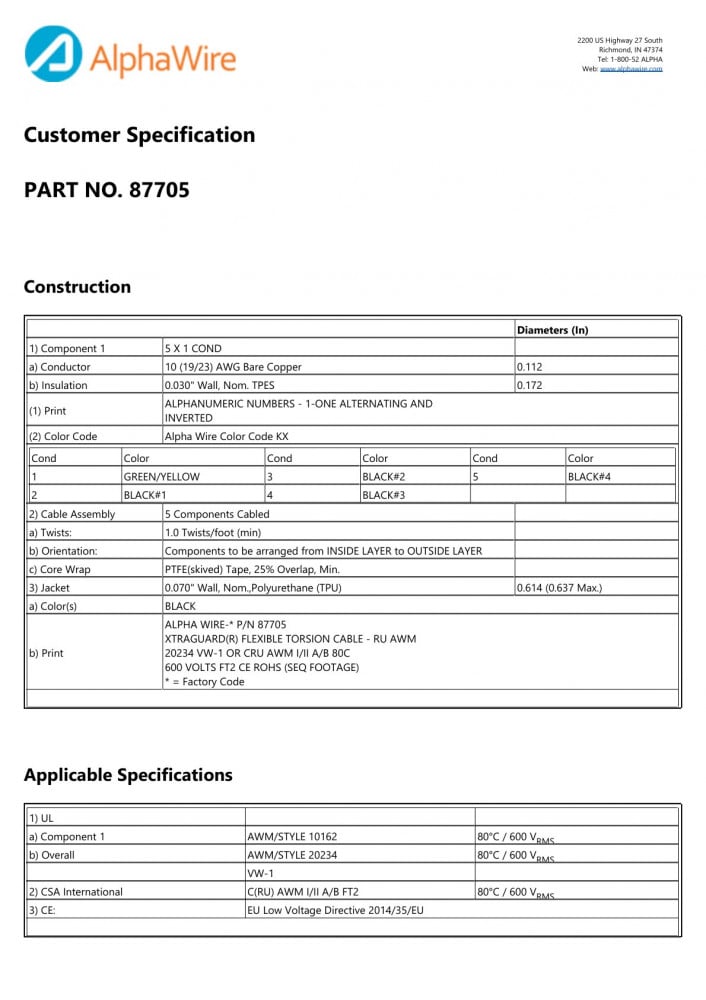 87705 BK199 technical document page 1