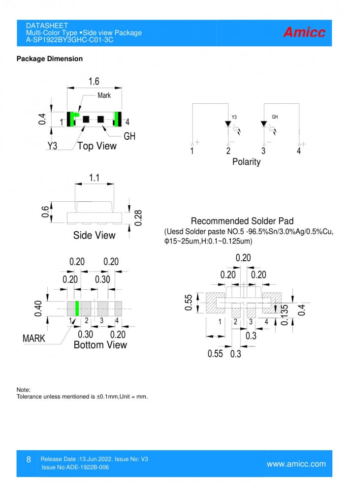 A-SP1922BY3GHC-C01-3C datasheet page 8