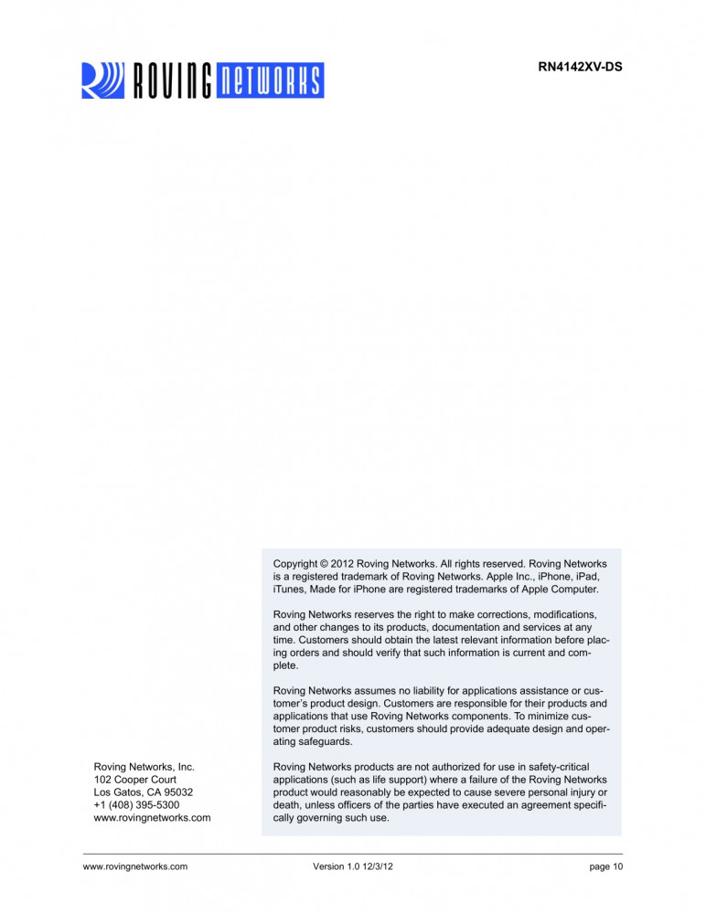 RN42XV datasheet preview, page 10