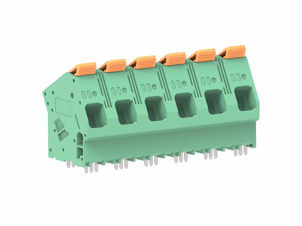 15.00mm Pitch Lever Activated Fixed Mount PCB Terminal Block, 35° Wire Entry, Bussed Terminals, 6 Circuits for sale