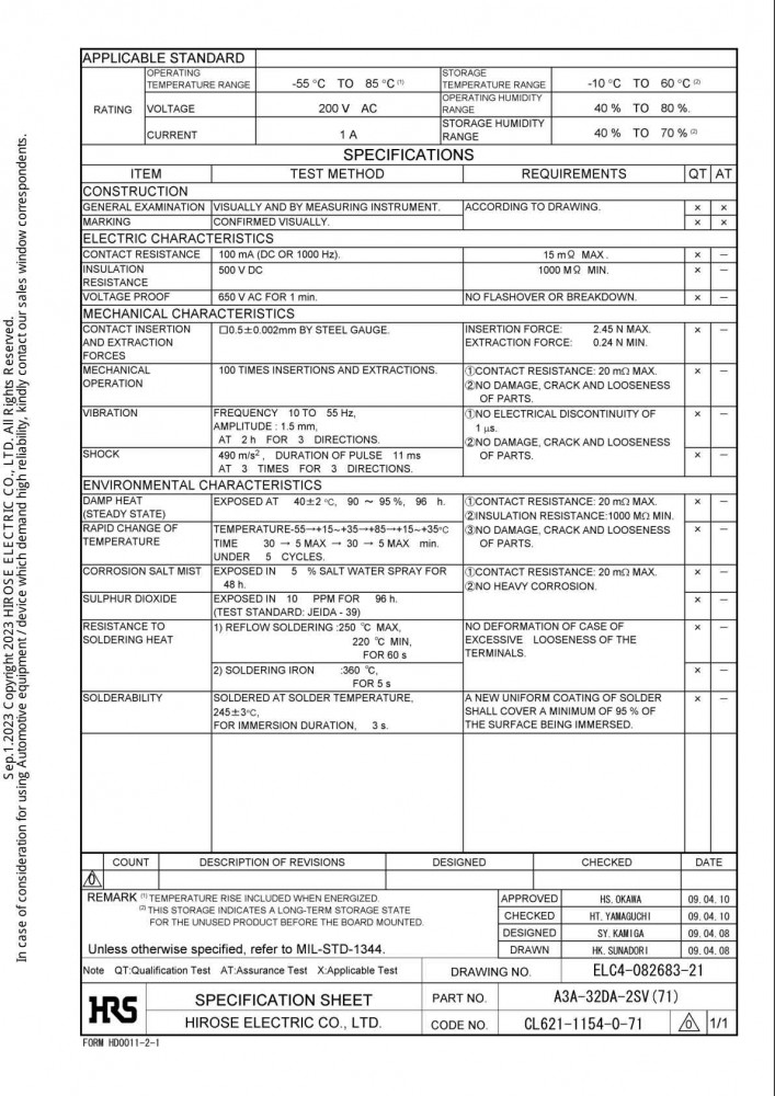 A3A-32DA-2SV(71) HRS specification sheet