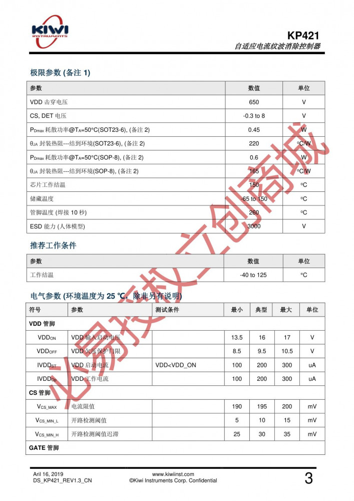 KP421SPA datasheet page 3
