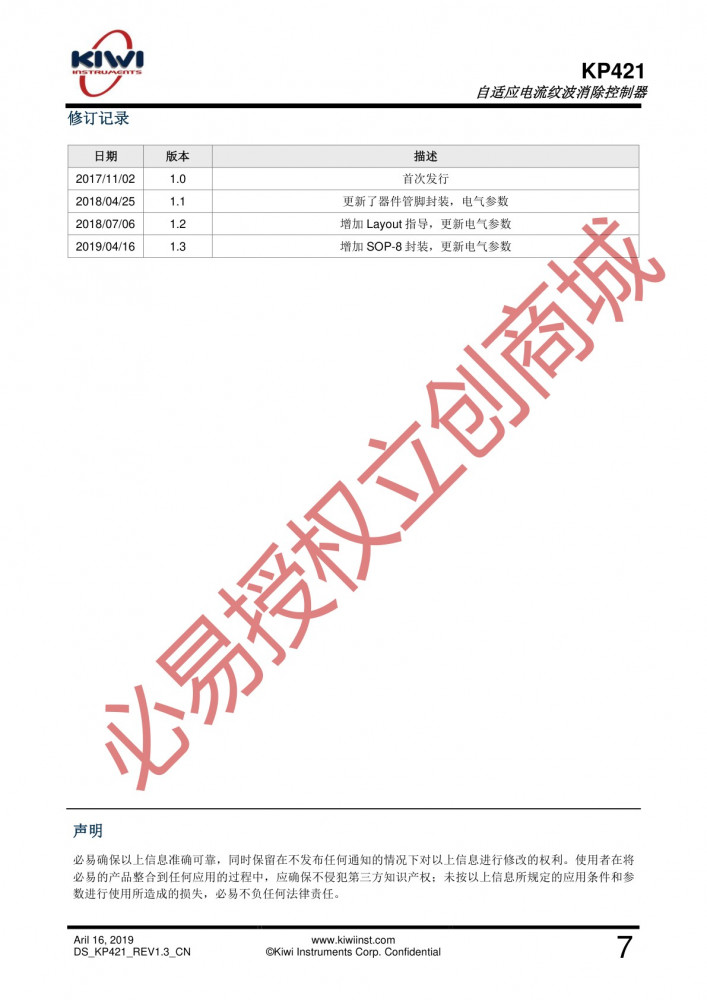 KP421SPA datasheet page 7