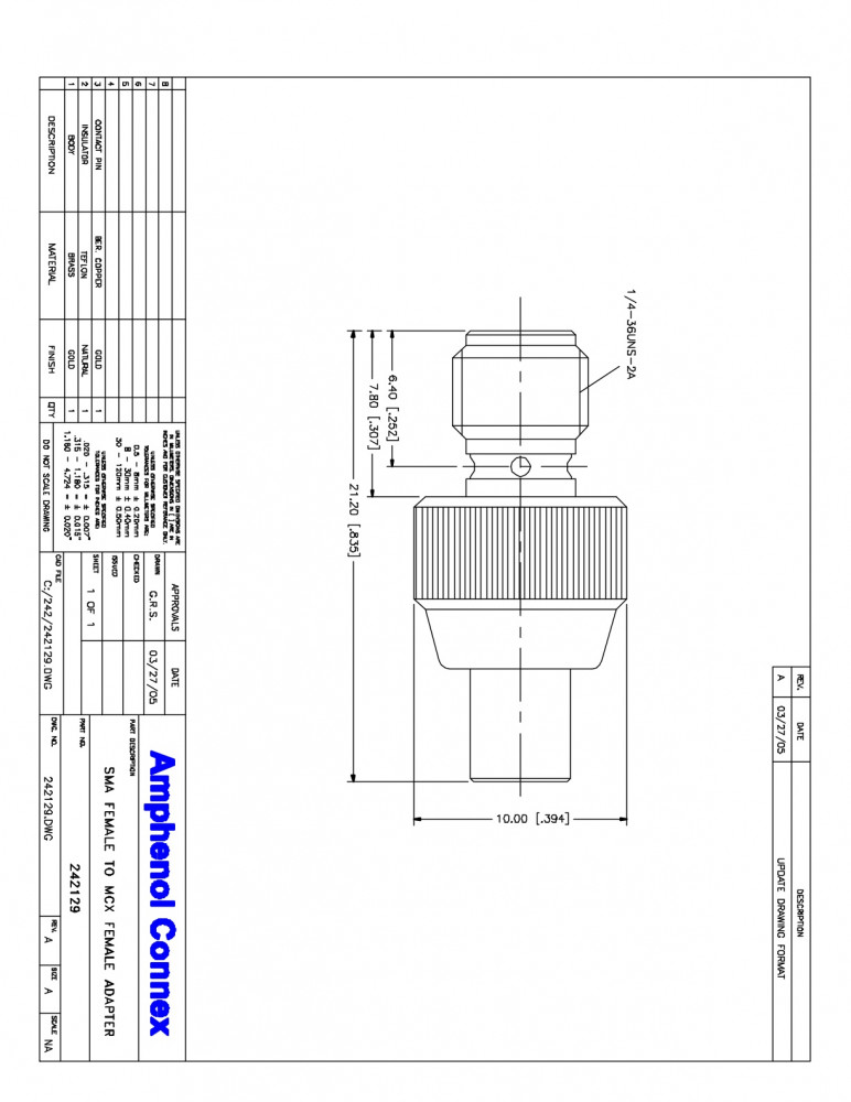 Amphenol 242129 technical drawing