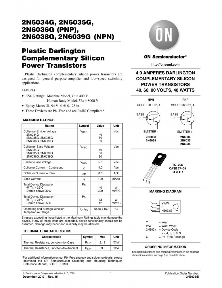 2N6036 datasheet page 1
