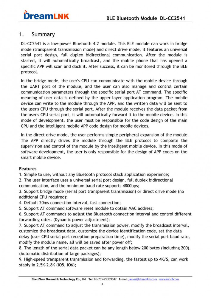 CC2541 module document page 3