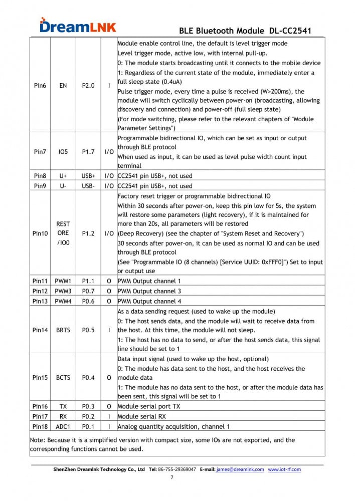 CC2541 module document page 7