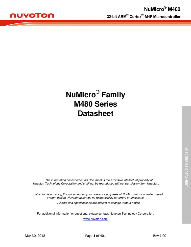 M480 datasheet page 1