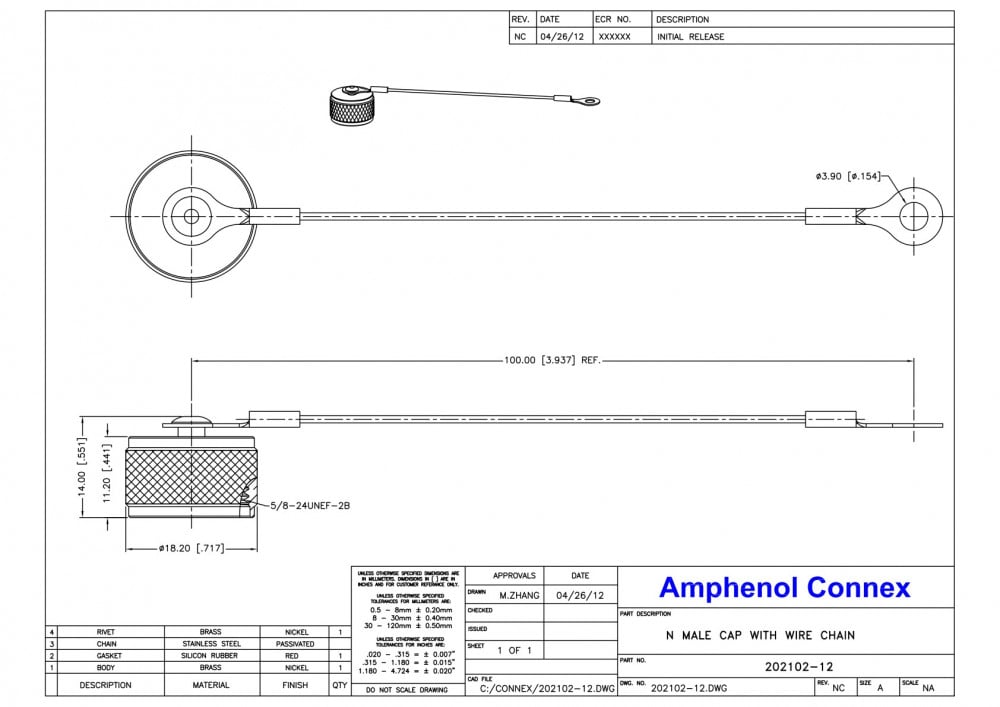 Amphenol 202102-12 engineering drawing