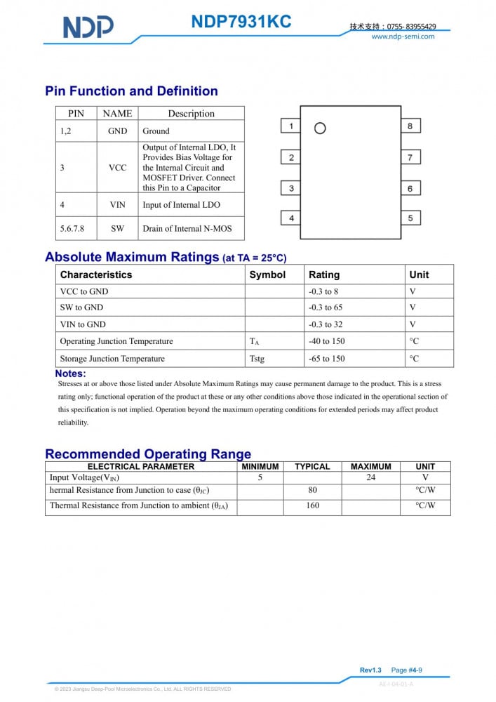 NDP7931KC datasheet page 4
