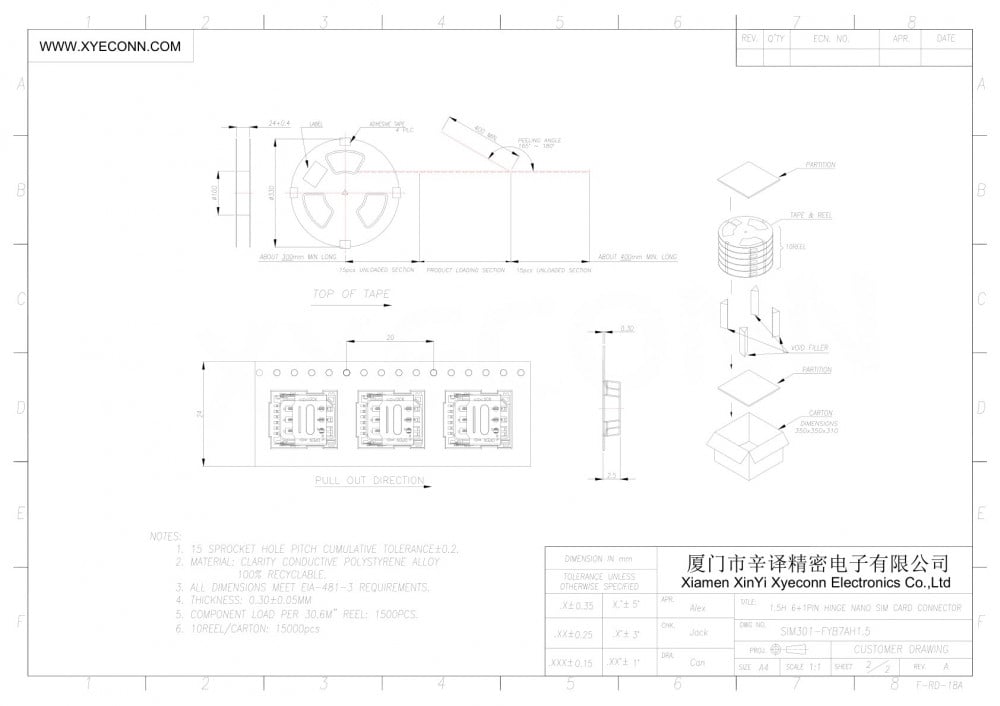 SIM301-FYB7AH1.5 customer drawing sheet 2