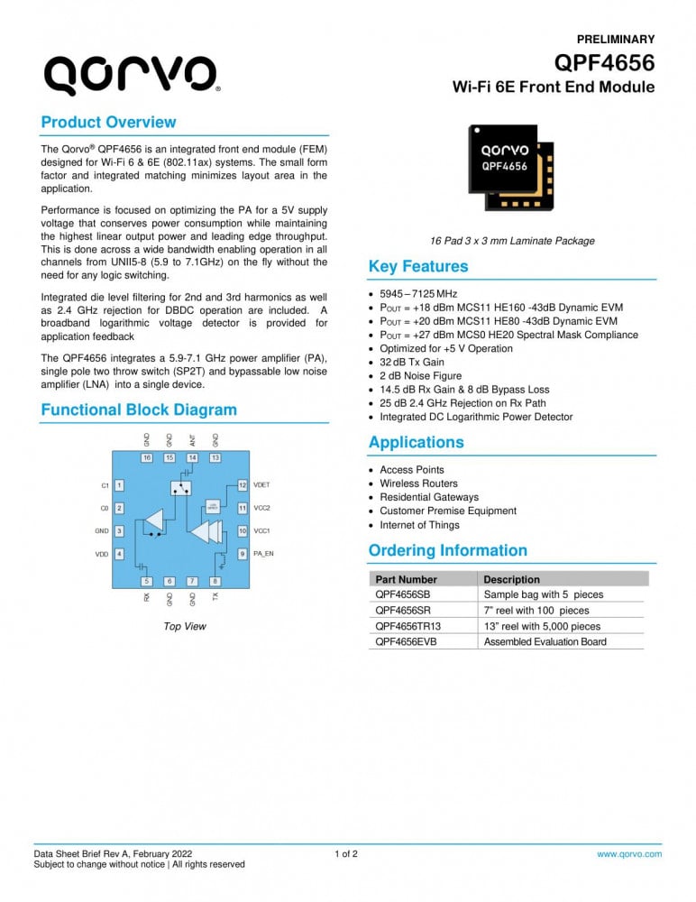 QPF4656 technical document page 1