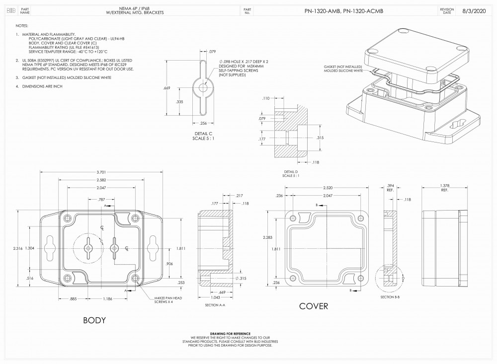 PN-1320-AMB product drawing preview