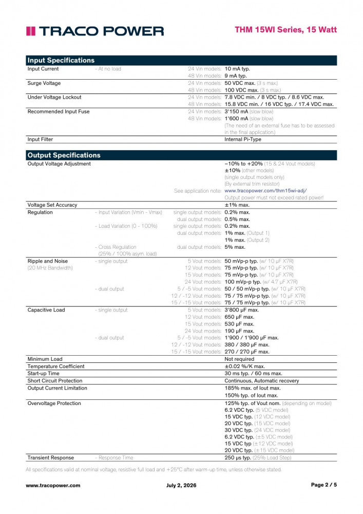 THM 15WI technical document, page 2