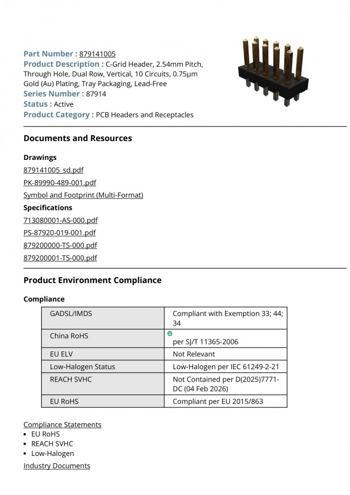 MOLEX 879141005 technical document image 1