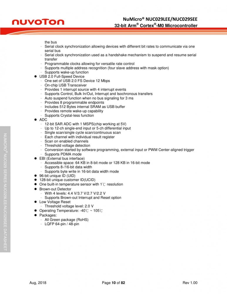 NUC029LEE datasheet page 10