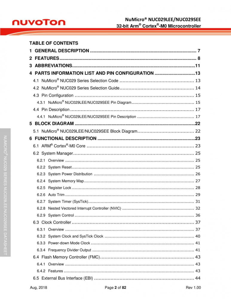 NUC029LEE datasheet page 2