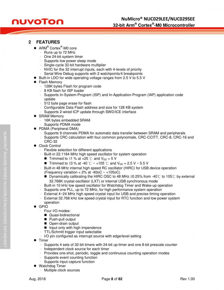 NUC029LEE datasheet page 8