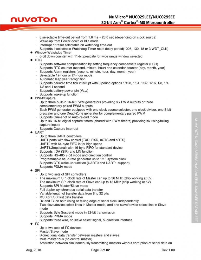 NUC029LEE datasheet page 9