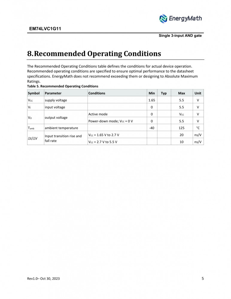 EM74LVC1G11GV datasheet page 5
