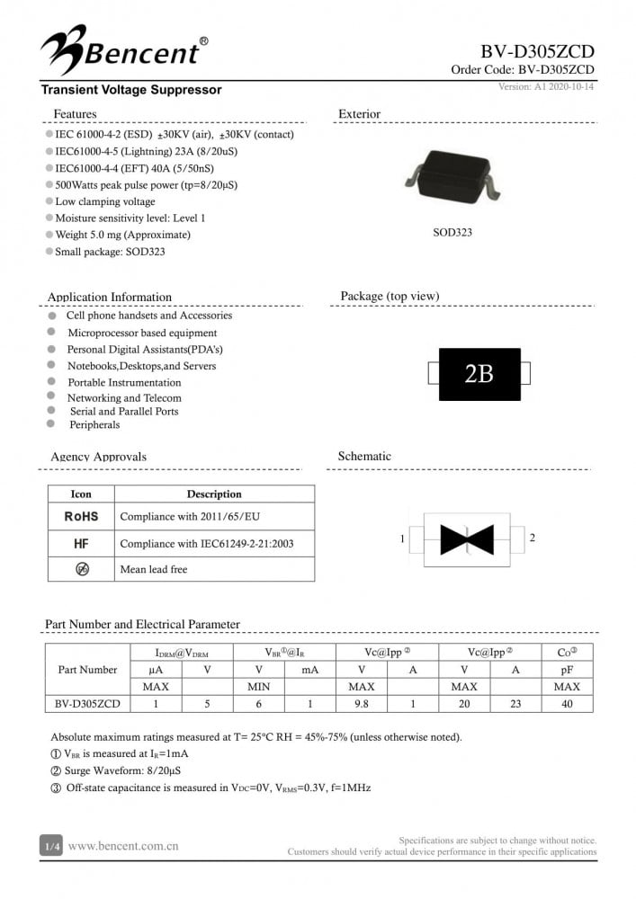 BV-D305ZCD datasheet page 1
