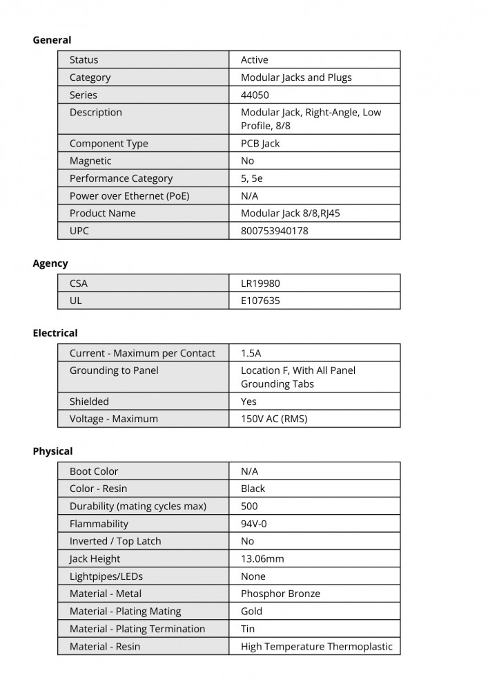 MOLEX 440500003 technical document page 2